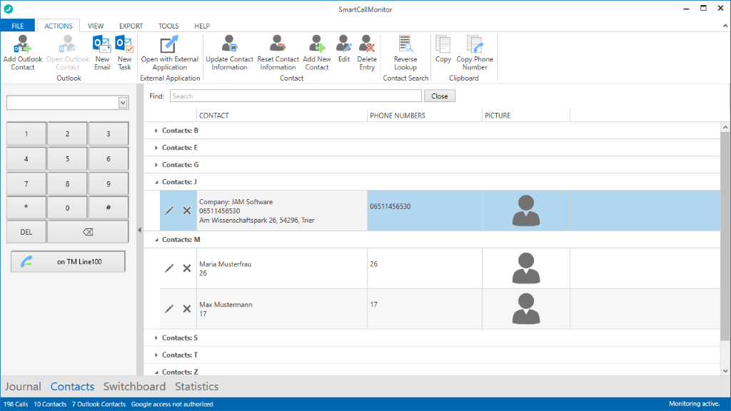 TAPI Telephony System SmartCallMonitor | JAM Software