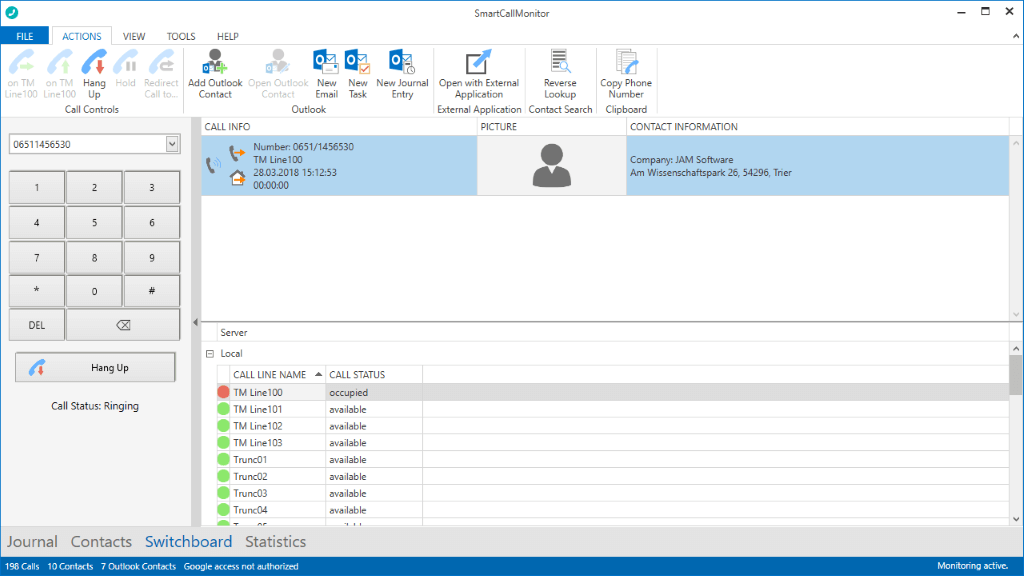 TAPI Telephony System SmartCallMonitor | JAM Software